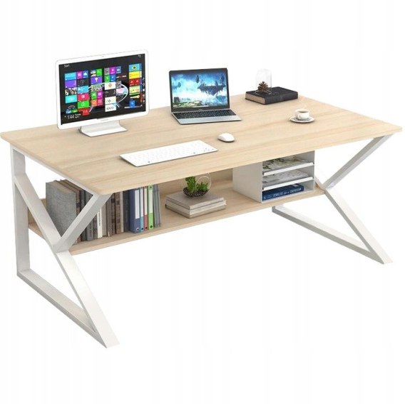 Biurko z półką BIUR-719-SON-BIEL | Krisento